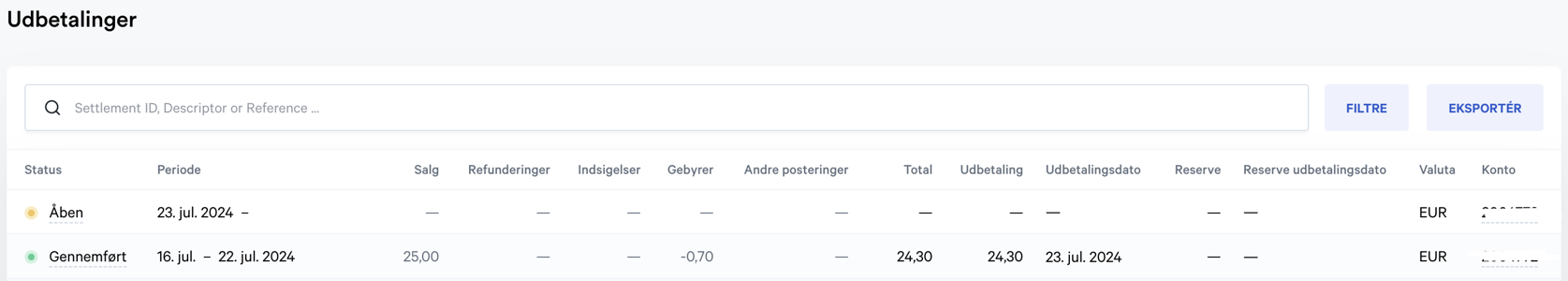 Hvordan kan jeg følge med i, hvad jeg får udbetalt via Clearhaus?